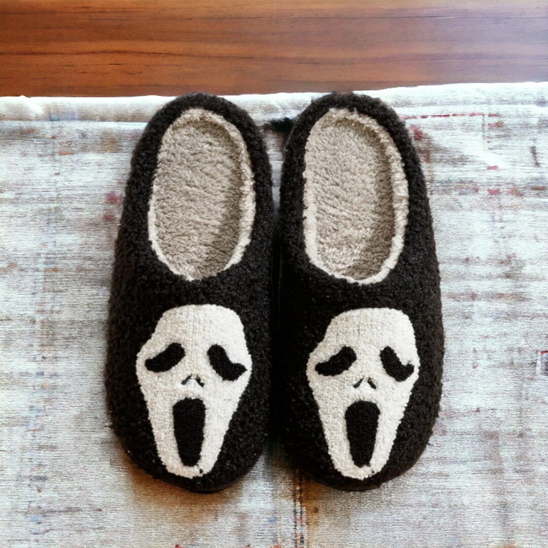 Fuzzy Scream Ghostface Winter Cotton Plush Slippers Fluffy Faux Fur ...