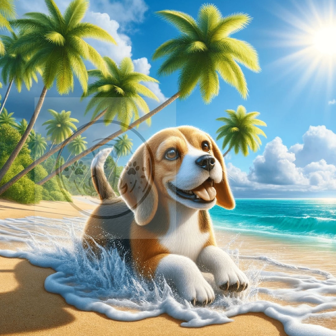 Beagle Dog, Pet, Beach, Shells, Sea, Ocean, Sand, Fish, Palm Trees ...