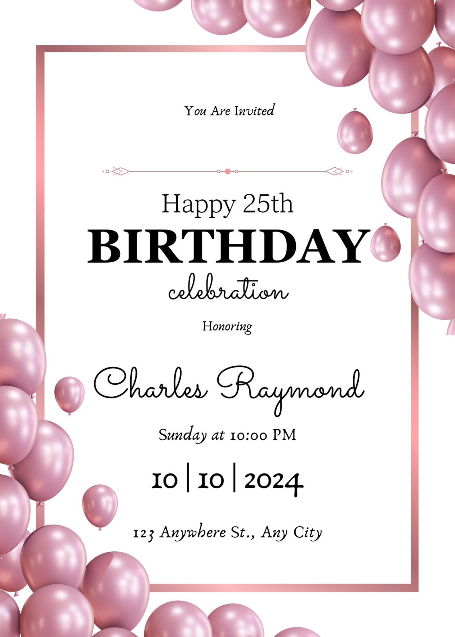 Printable Birthday Invitation Template, Editable Invitation, Instant ...