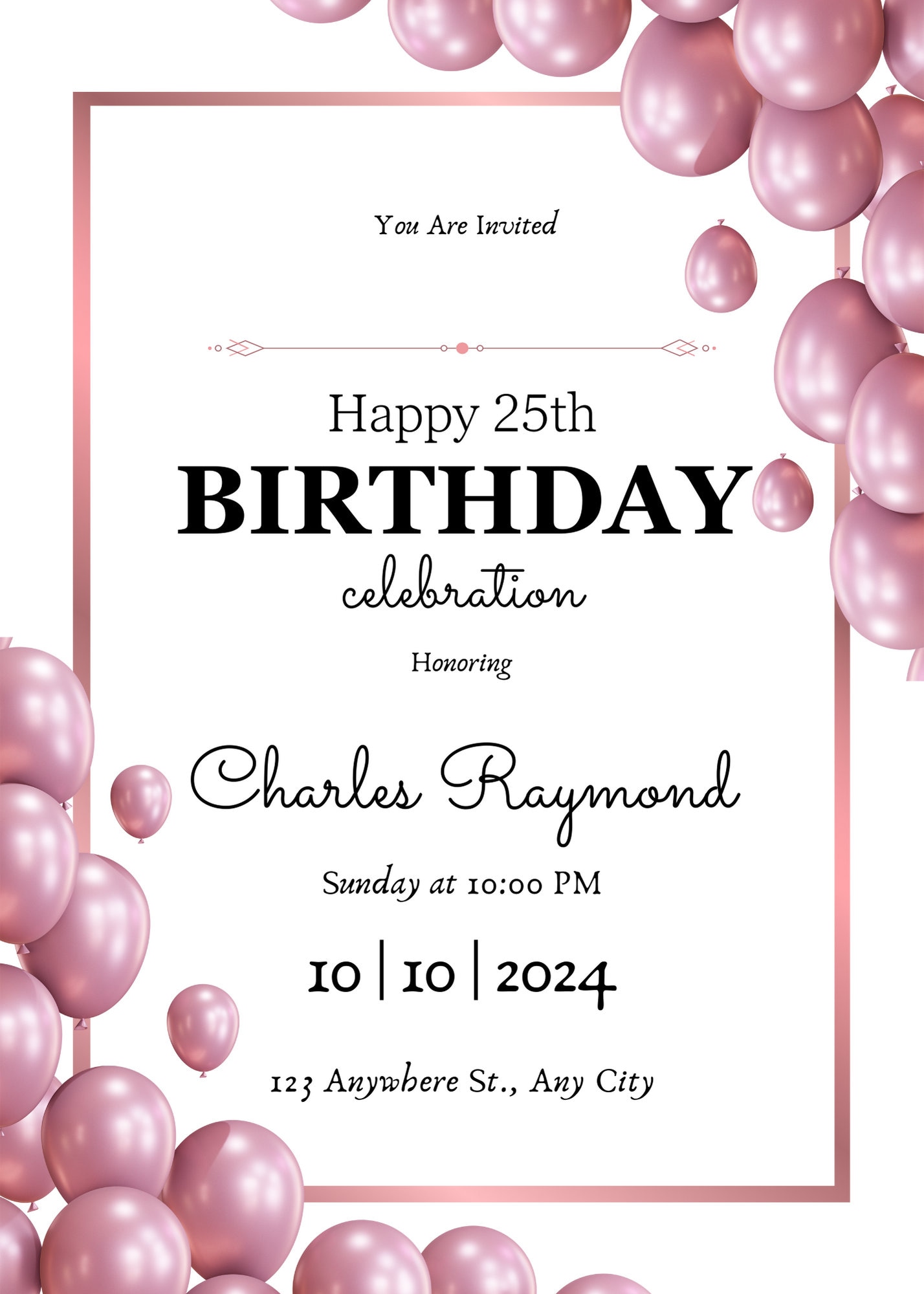 Printable Birthday Invitation Template, Editable Invitation, Instant ...