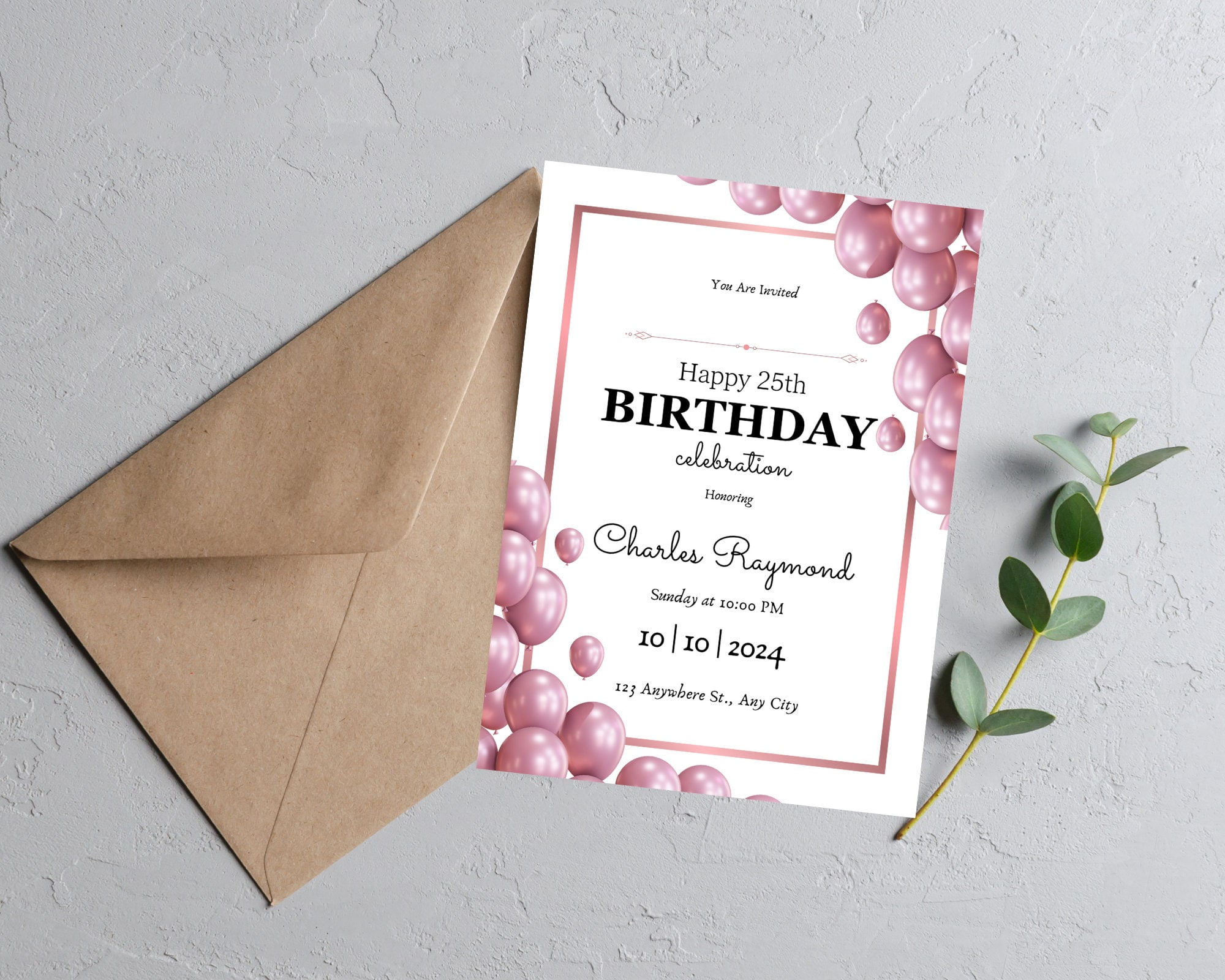 Printable Birthday Invitation Template, Editable Invitation, Instant ...