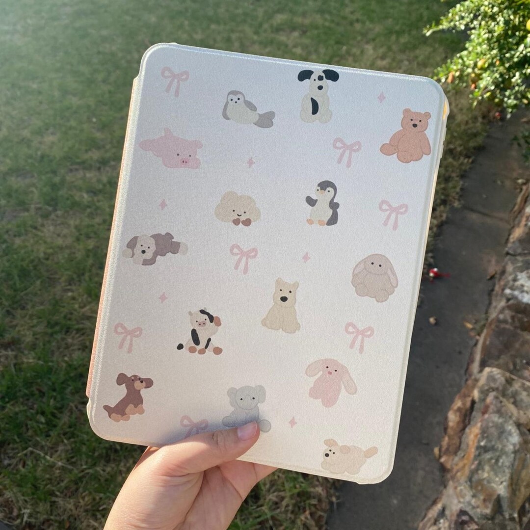 Kawaii Cute Jellycat-inspired Beige iPad Case: Aesthetic iPad Case Cover for iPad 9.7 10.2 10.9 ...