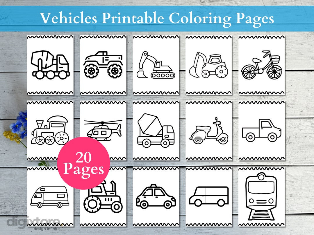 Kids Vehicles Coloring Pages, Printable Car and Truck Activities, Easy ...