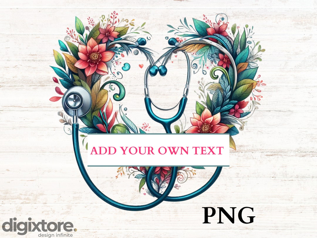 Floral Heart Stethoscope Art, Nurses Spring Watercolor Design PNG ...