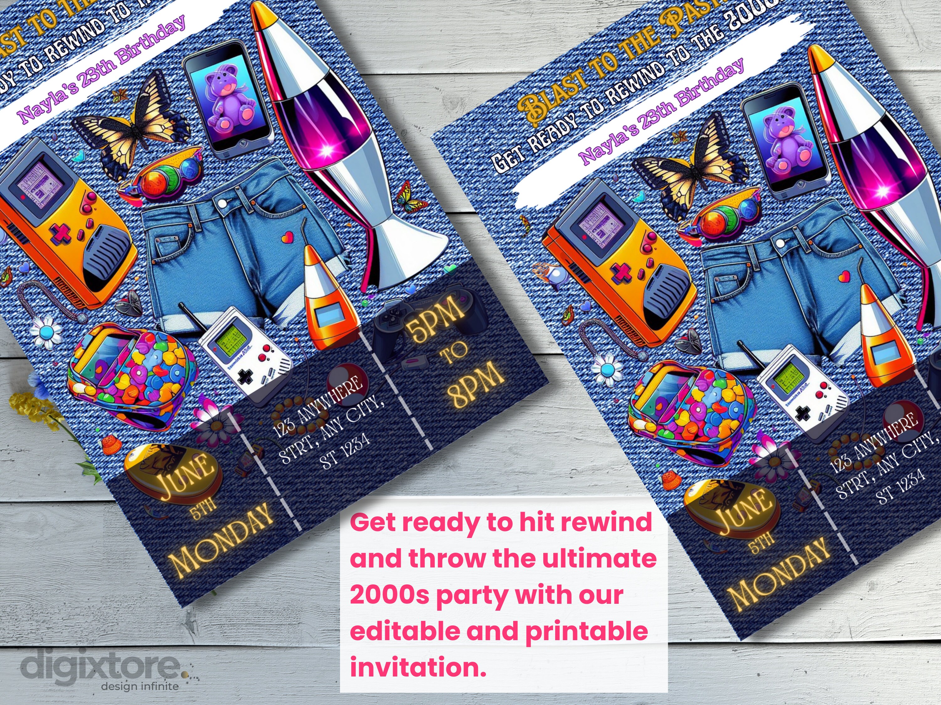 Early 2000s Themed Party Invitation, Editable 2000s Birthday Party ...
