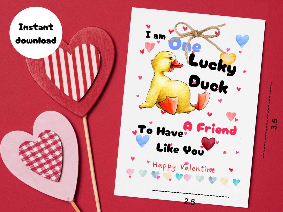 Lucky Duck Valentine's Day Tags, Printable Valentine, Classroom School ...