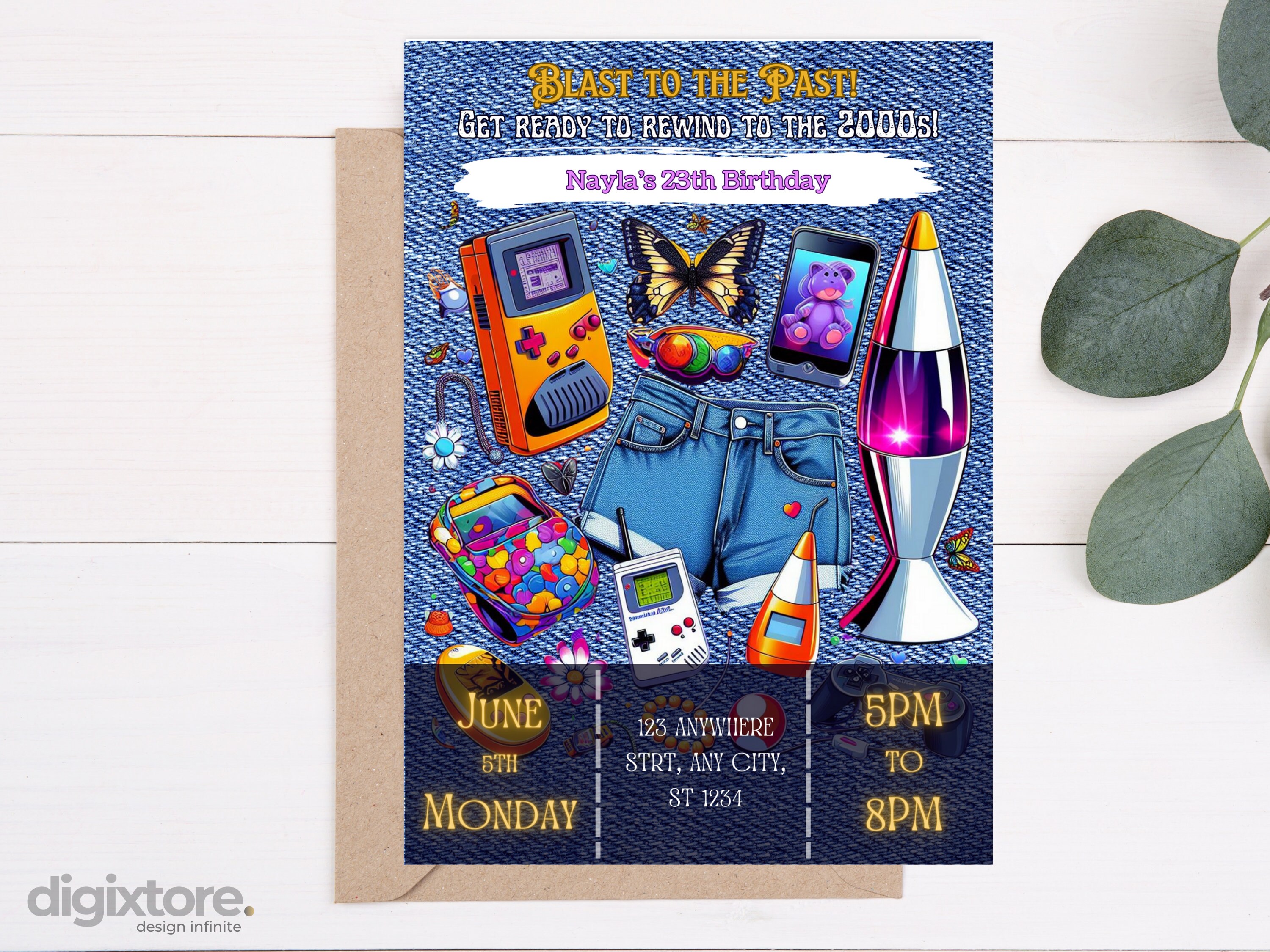 Early 2000s Themed Party Invitation, Editable 2000s Birthday Party ...