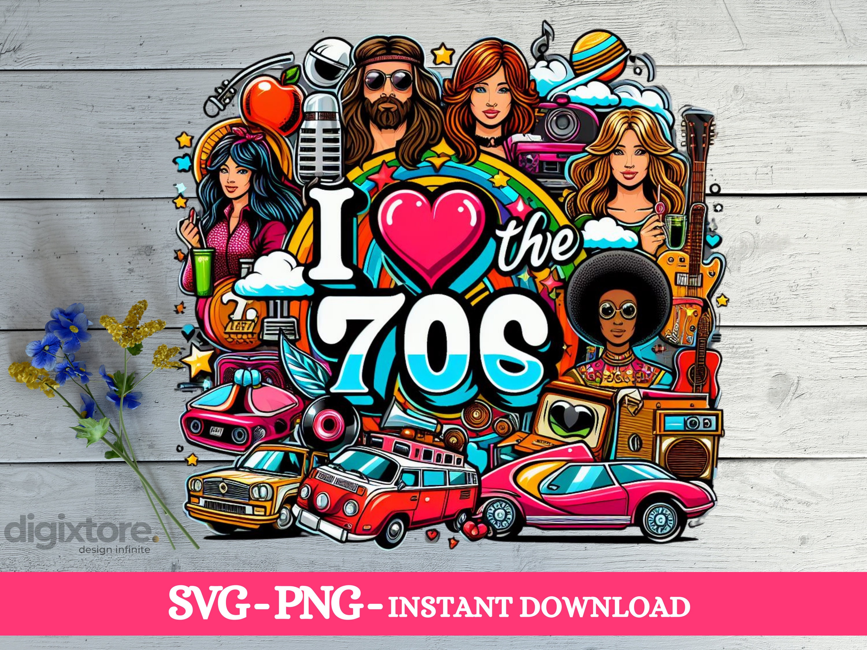 I Love the 70s Svg, Retro 70s Love PNG SVG Design Vintage 1970s ...