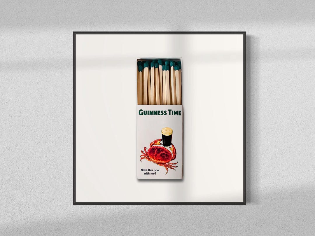 Guinness Time Matchbox Wall Art | Vintage Inspired Beer Poster, Red ...