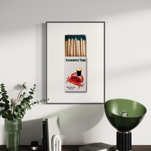 Guinness Time Matchbox Wall Art | Vintage Inspired Beer Poster, Red ...