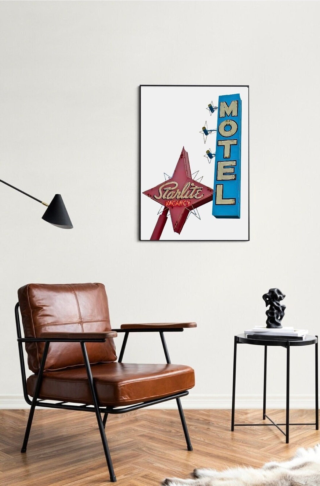 Mid-century Neon Motel Star Sign Art Vintage Americana Poster ...