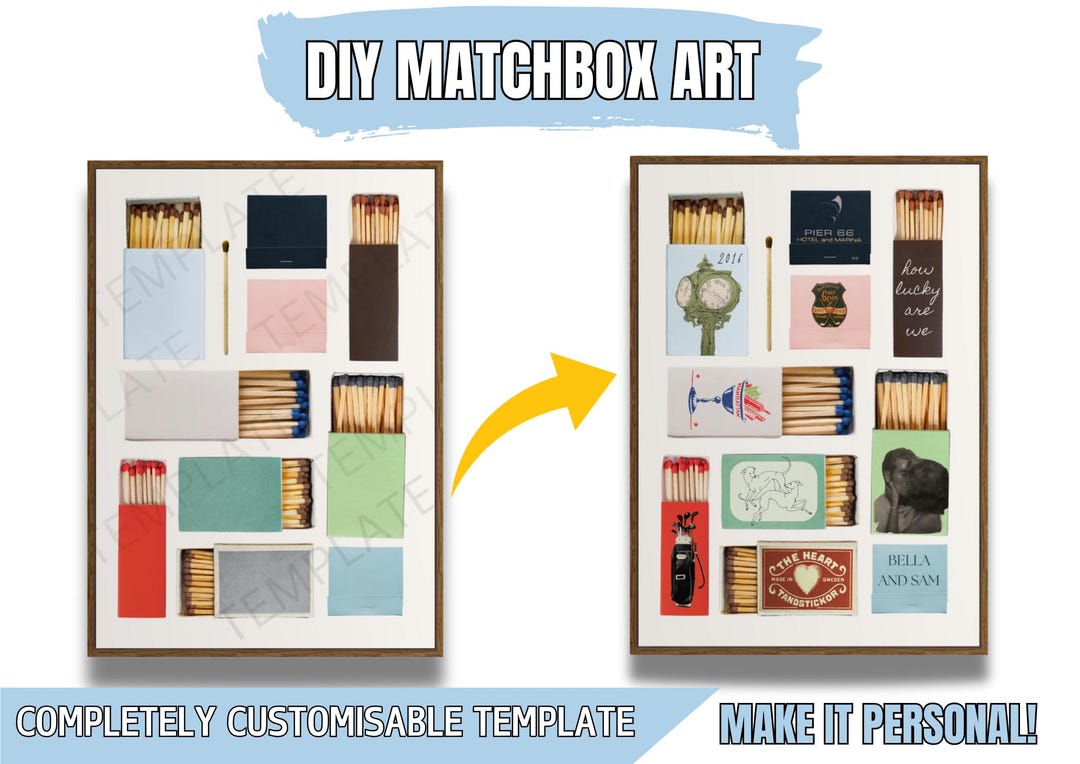 Blank Matchbox Poster Template | DIY Gift, Romantic Art, Personalised ...