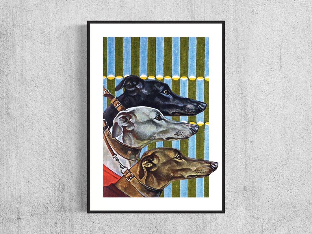 Greyhound Wall Art | Retro Print, Whippet Lurcher Poster, Dog Painting ...