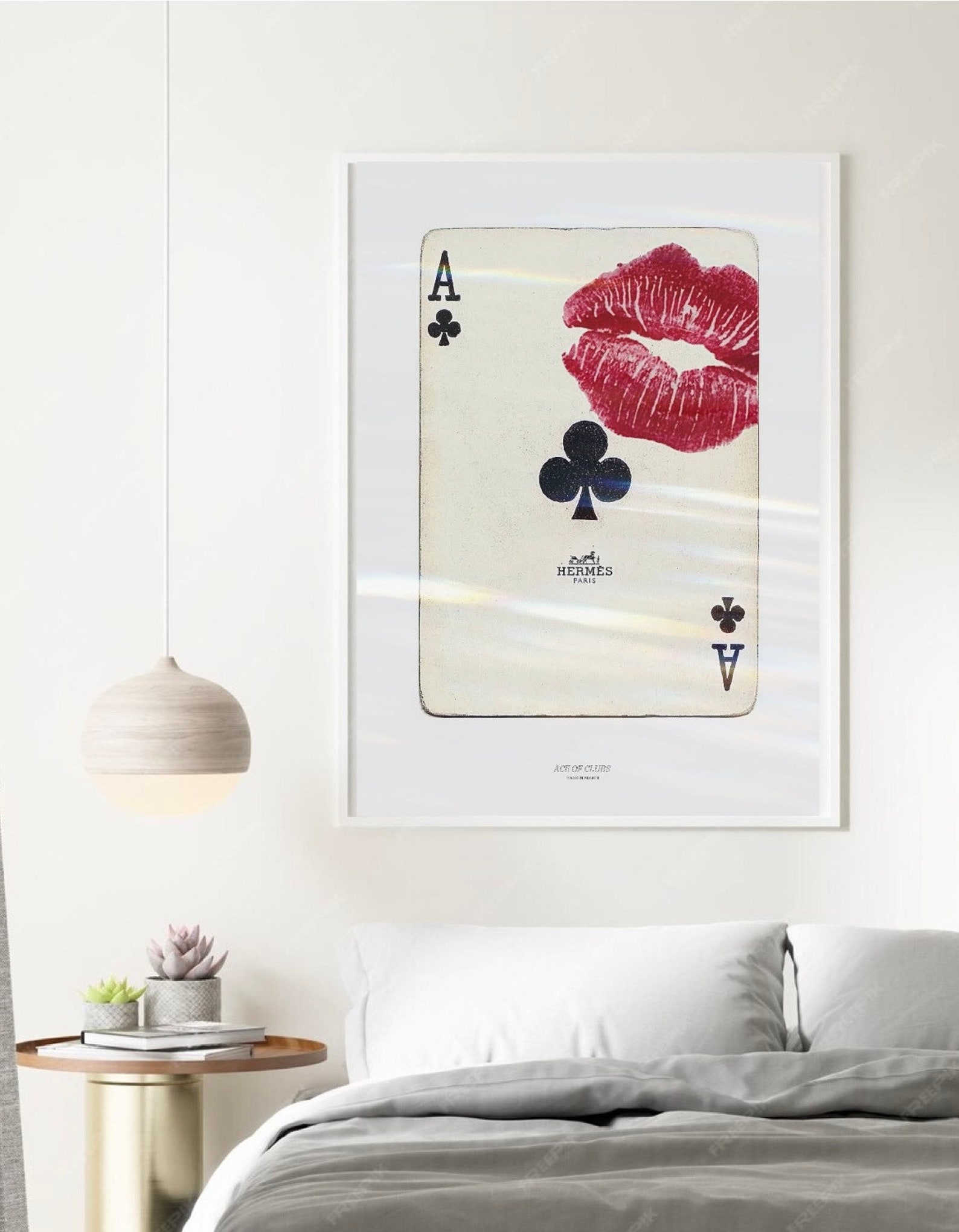 Luxury Fashion Playing Card Wall Art Lipstick Print Kiss, Digital ...