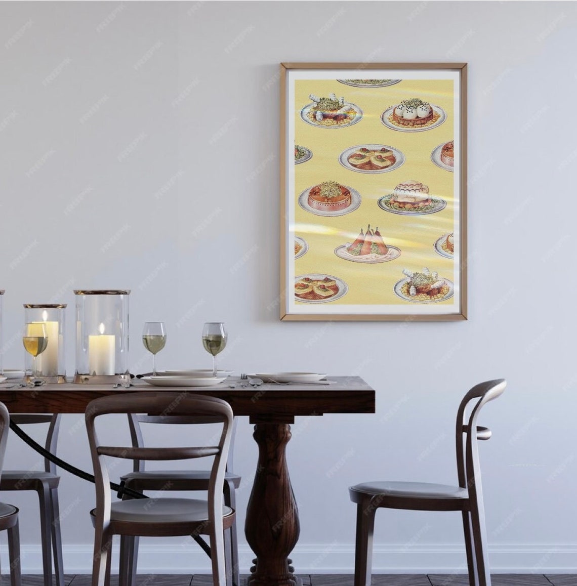 Vintage Cookbook Meal Illustration Kitchen Decor Food Wall Art Coquette ...
