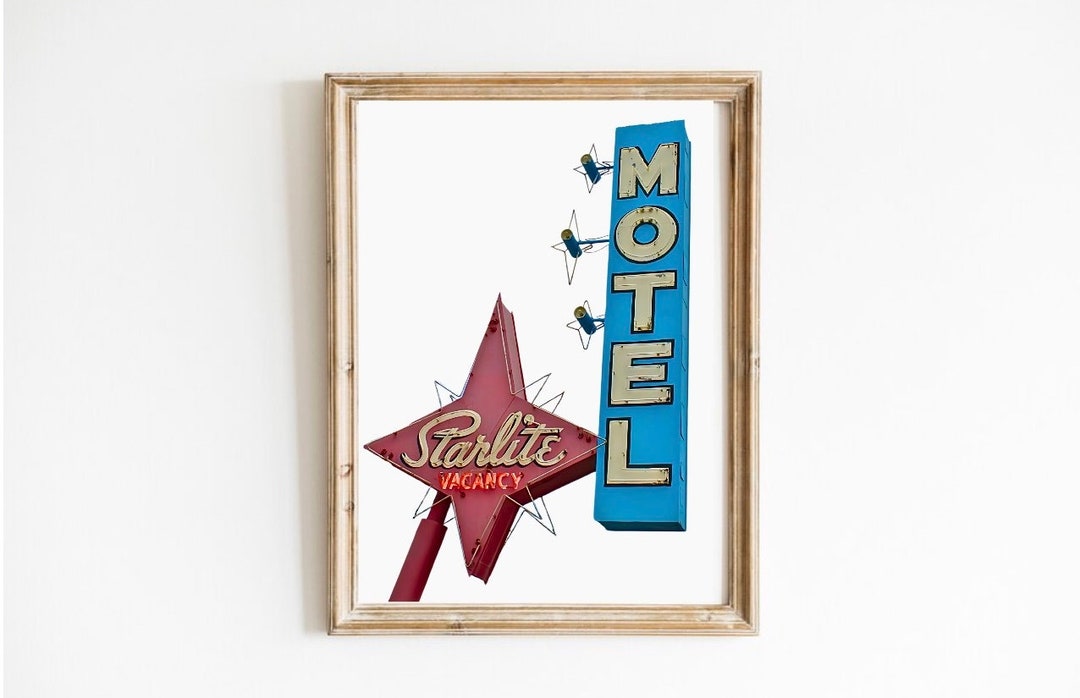 Mid-century Neon Motel Star Sign Art | Vintage Americana Poster ...
