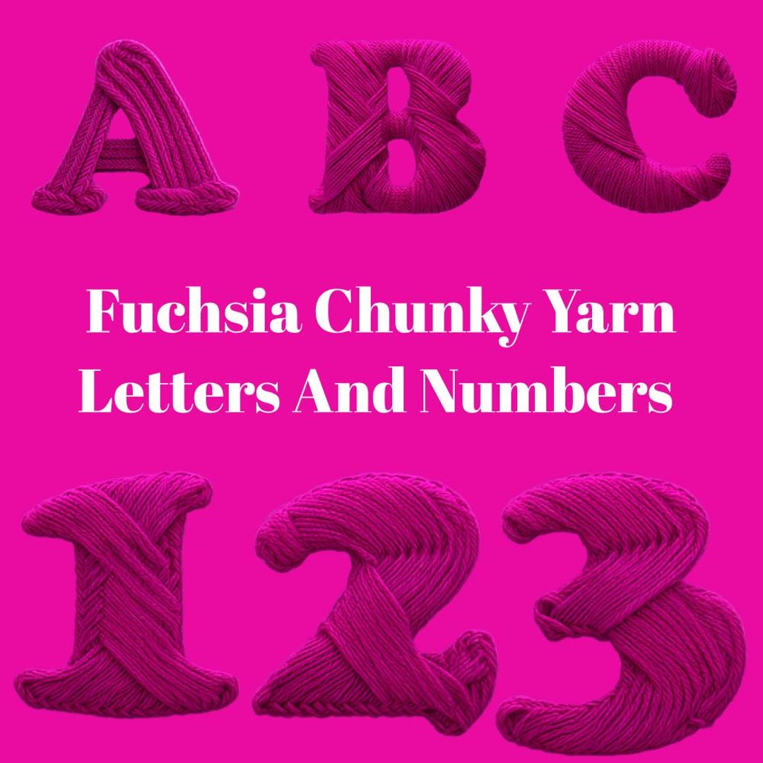 Fuhscia Chunky Yarn Alphabet, Letters Numbers Digital, Punctuation ...