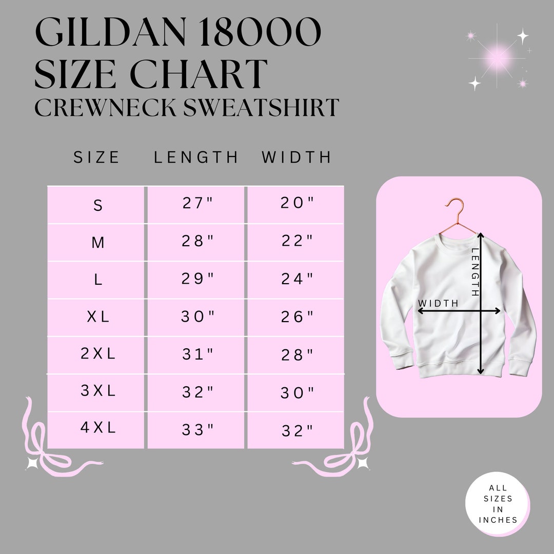 Coquette Size Charts, Gildan 18000 Sweatshirt, Sweater, Digital ...