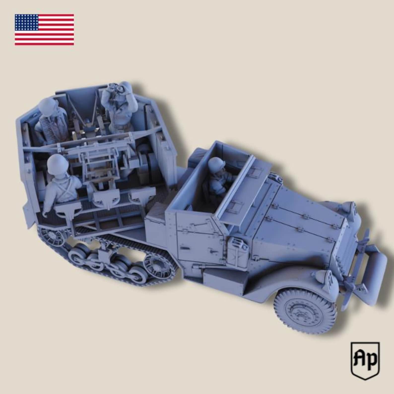 M15 MGMC Halftrack W 2 Crew and Driver WW2 US 28 Mm 20 Mm 15 Mm Bolt Action Tabletop Wargaming ...