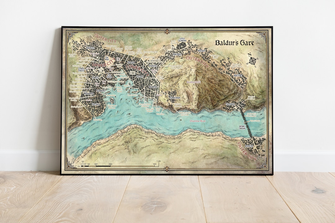 Baldur's Gate Map Poster, Wall Art & Home Decor, Classic RPG Video Game ...