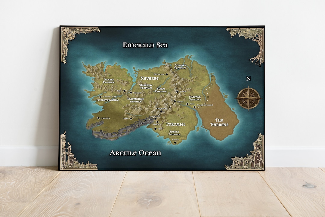 Fourth Wing Map Poster, Wall Art & Home Decor, Fantasy Adventure Book ...