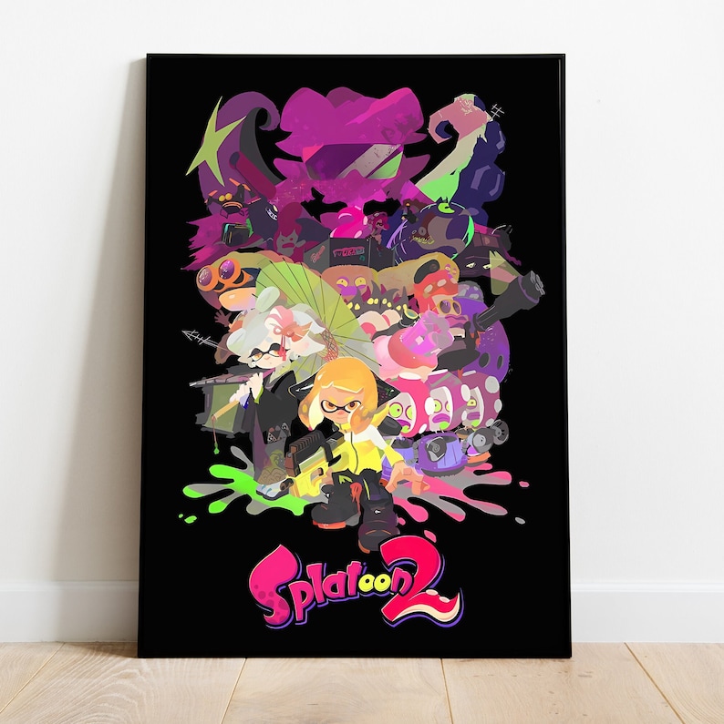 Splatoon Poster, Wall Art & Home Decor, Colorful Ink Shooter Video Game ...