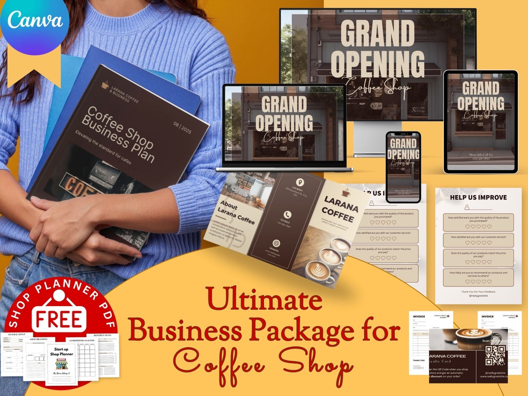Small Business Bundle for Coffee Shop Business Plan Template | Editable ...