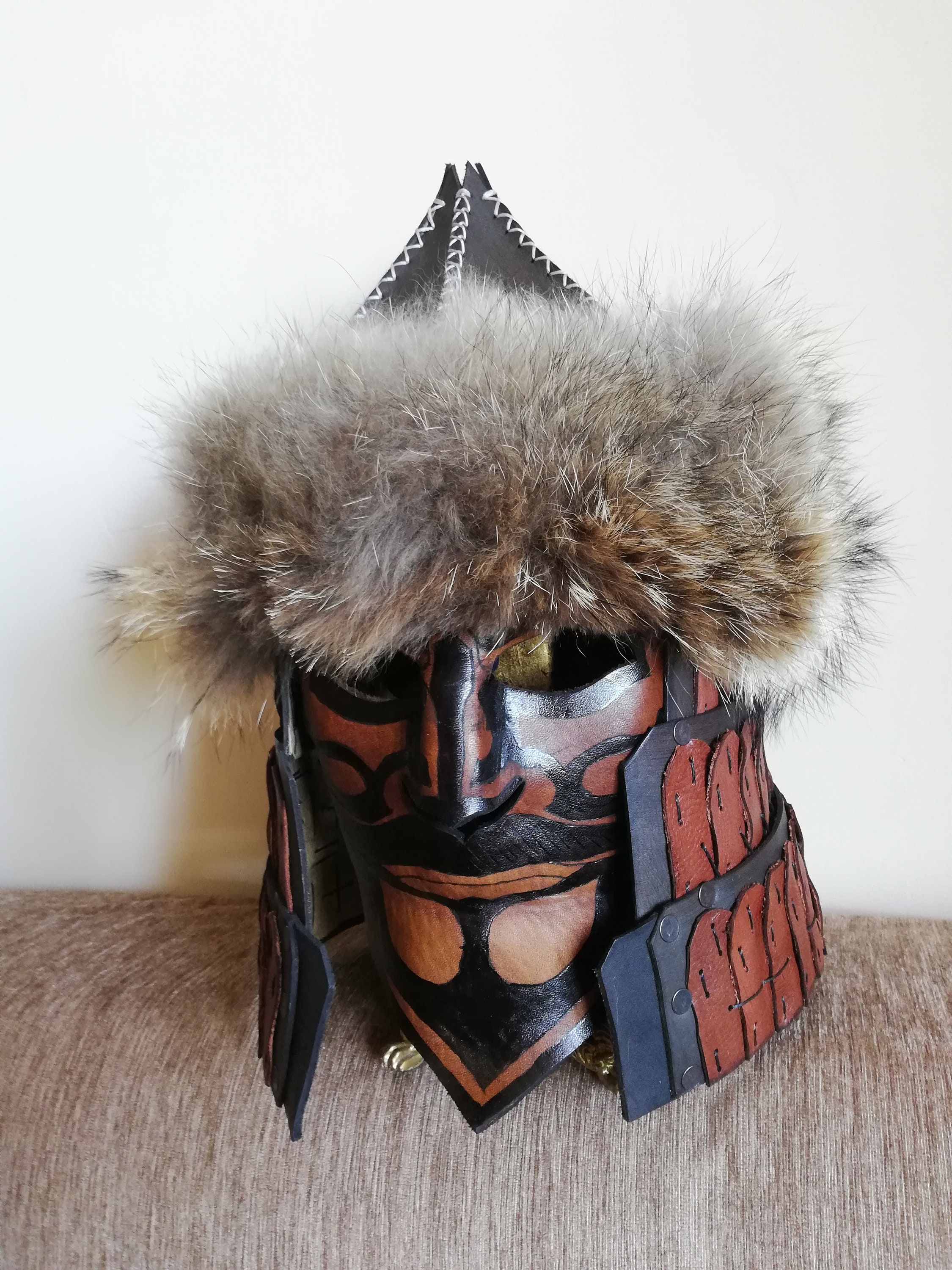 Mongolian Warrior Leather Helmet, Face Mask,halloween Costume,captain ...