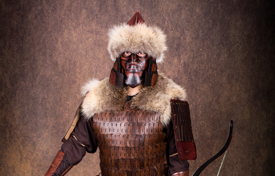 Mongolian Warrior Leather Helmet, Face Mask,halloween Costume,captain ...