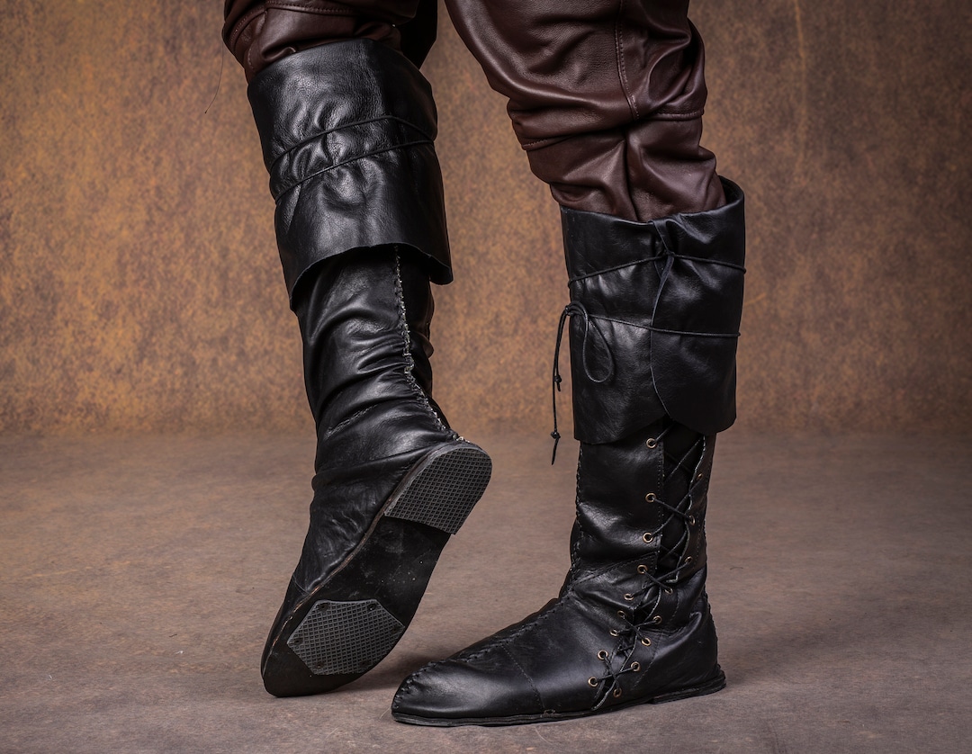 Handmade Leather Ranger Boots: Medieval LARP Costume, Ren Faire Shoes ...