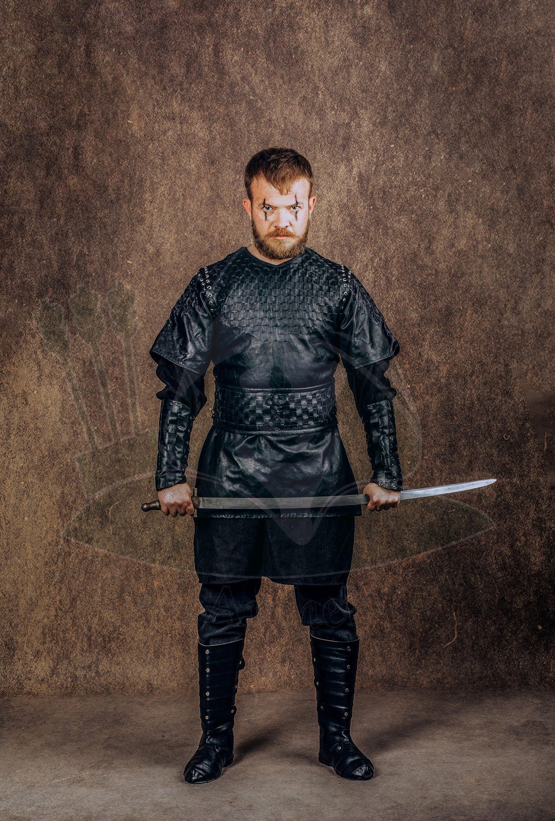Viking Ragnar Costume, Leather Armor Bracers Pants Boots, Cosplay Mans ...