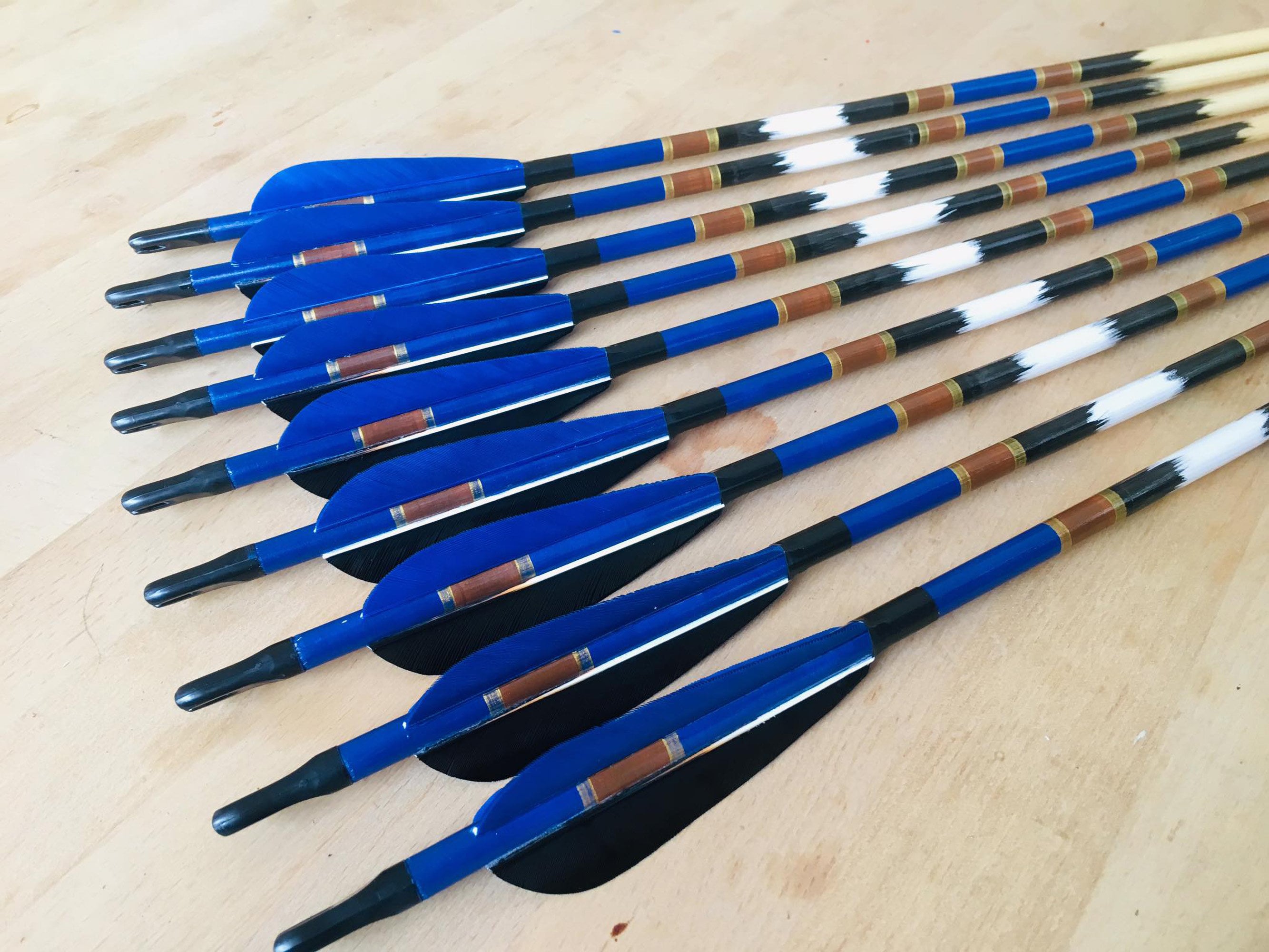 Wooden Archery Arrow Recurve Bow Longbow Ottoman Hunting With Blue ...