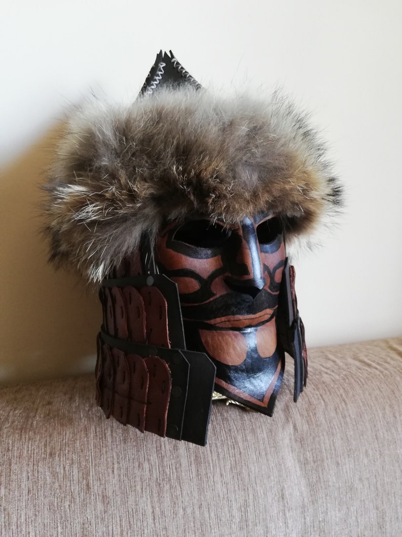 Mongolian Warrior Leather Helmet, Face Mask,halloween Costume,captain ...