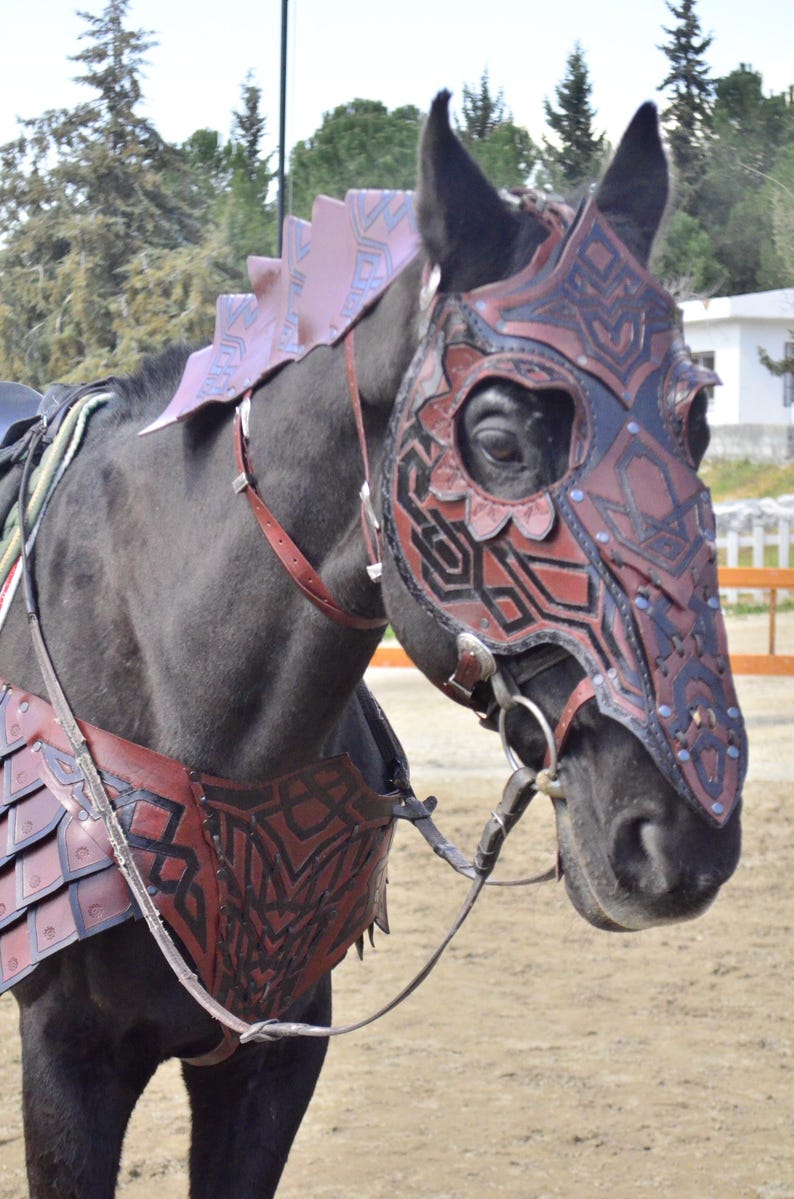 Warrior Dwarf Art Deco Chamfron Horse Collar Armor Set Breastplate ...