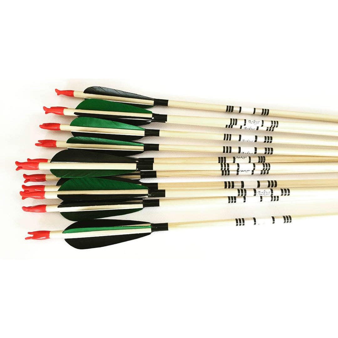 Ottoman Archery Wooden Arrows: Green Black Turkey Feather, Koc Nock - Etsy