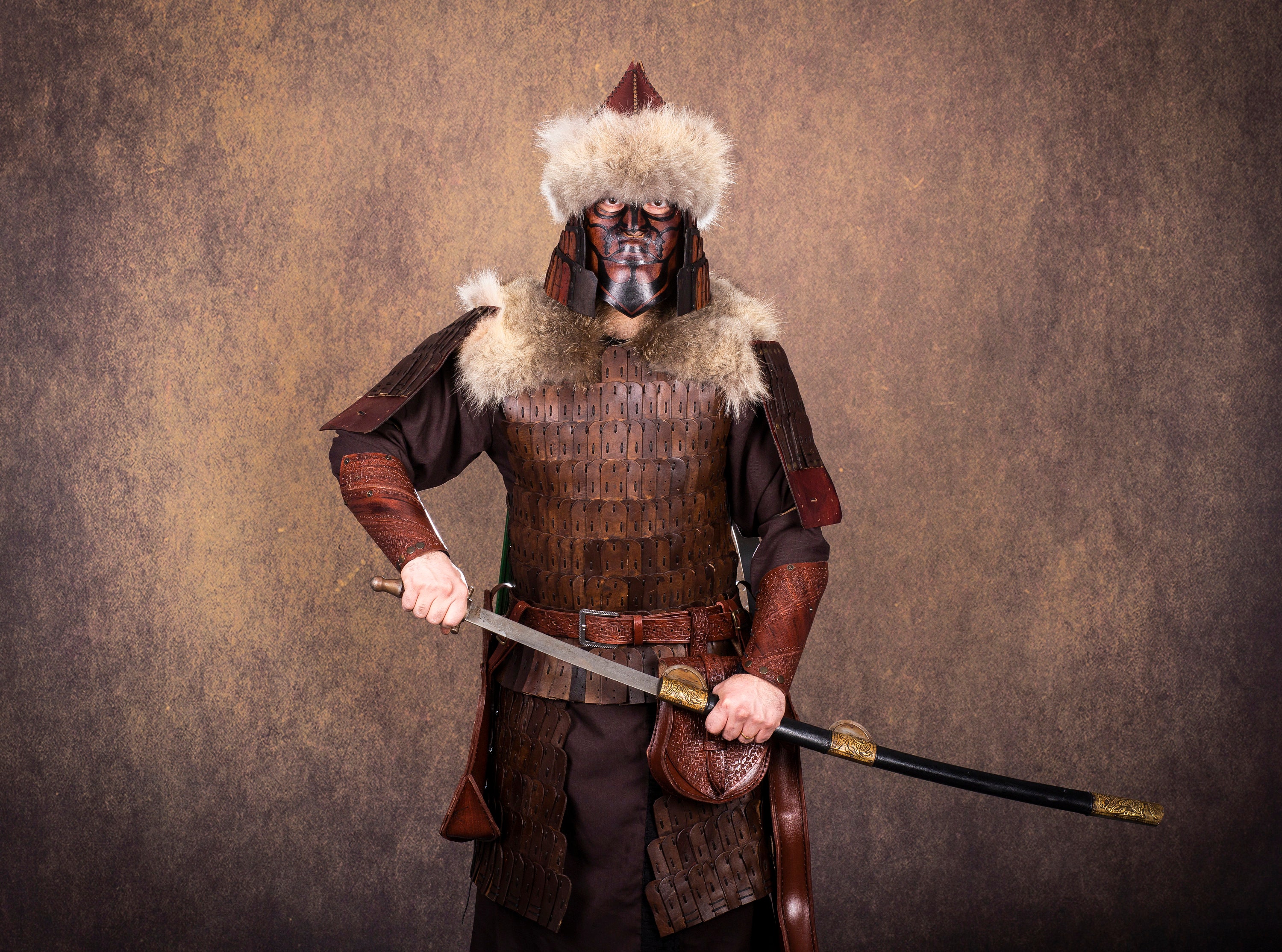 Mongolian Warrior Leather Helmet, Face Mask,halloween Costume,captain ...