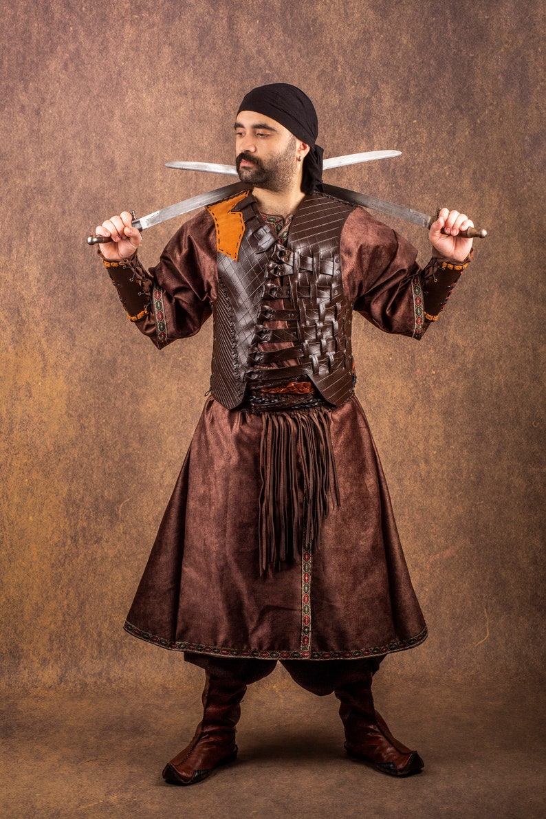 Osman Ghazi Dress Costume Brown Armor Set Medieval Leather Warrior Larp ...