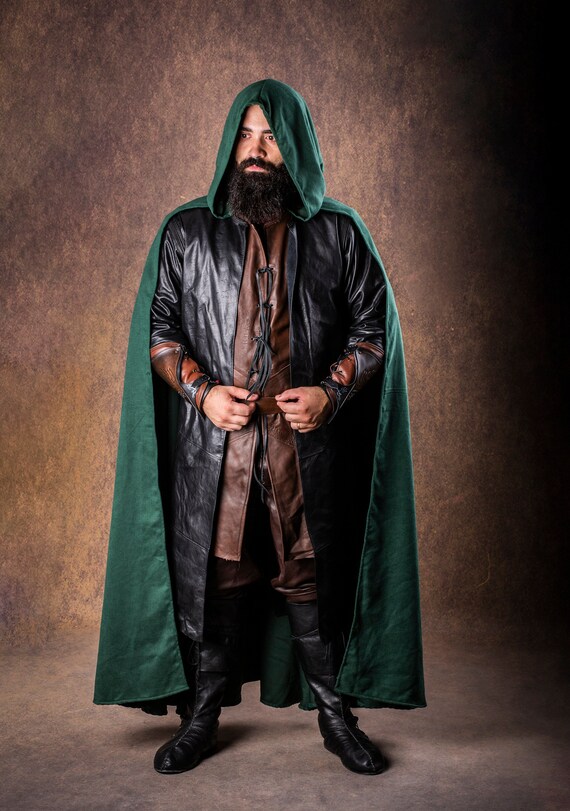 Medieval Ranger Costume Holloween Costume Renaissance Hooded Cloak
