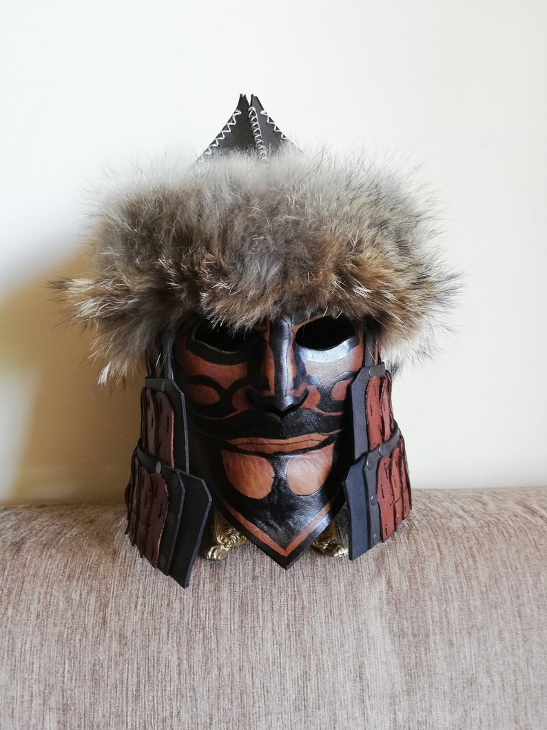 Mongolian Warrior Leather Helmet, Face Mask,halloween Costume,captain ...