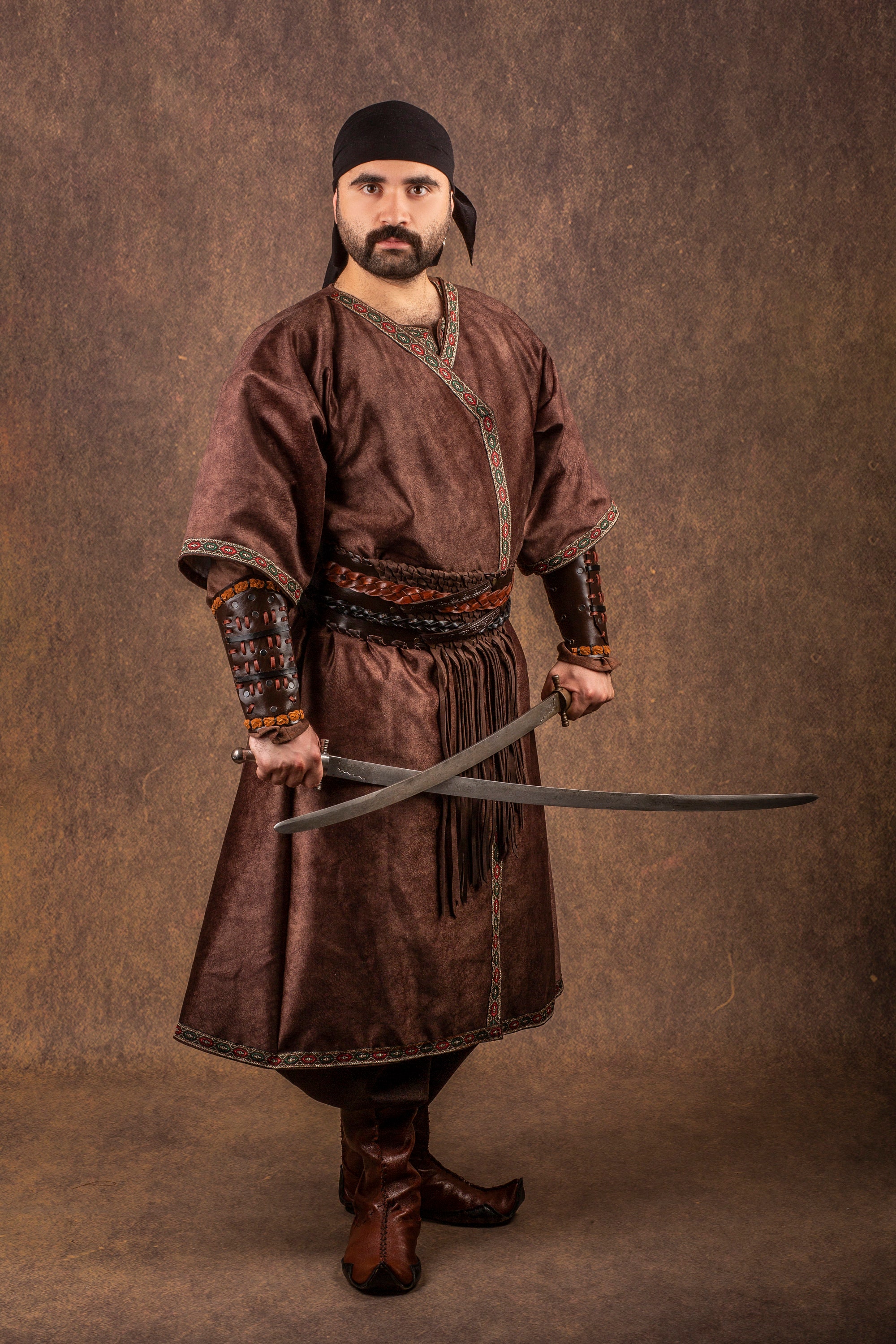 Osman Ghazi Dress Costume Brown Armor Set Medieval Leather Warrior Larp ...