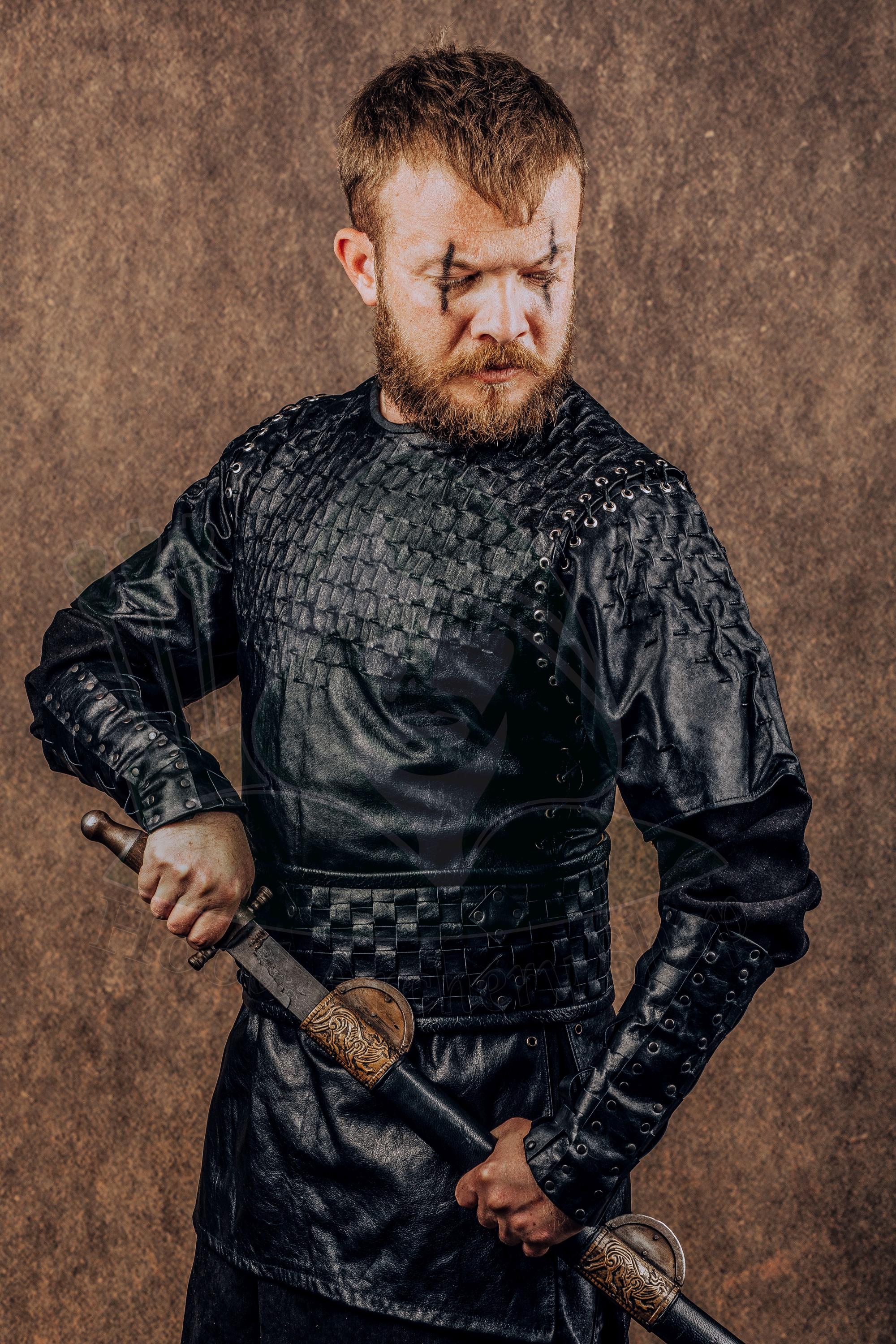 Viking Ragnar Costume, Leather Armor Bracers Pants Boots, Cosplay Mans ...