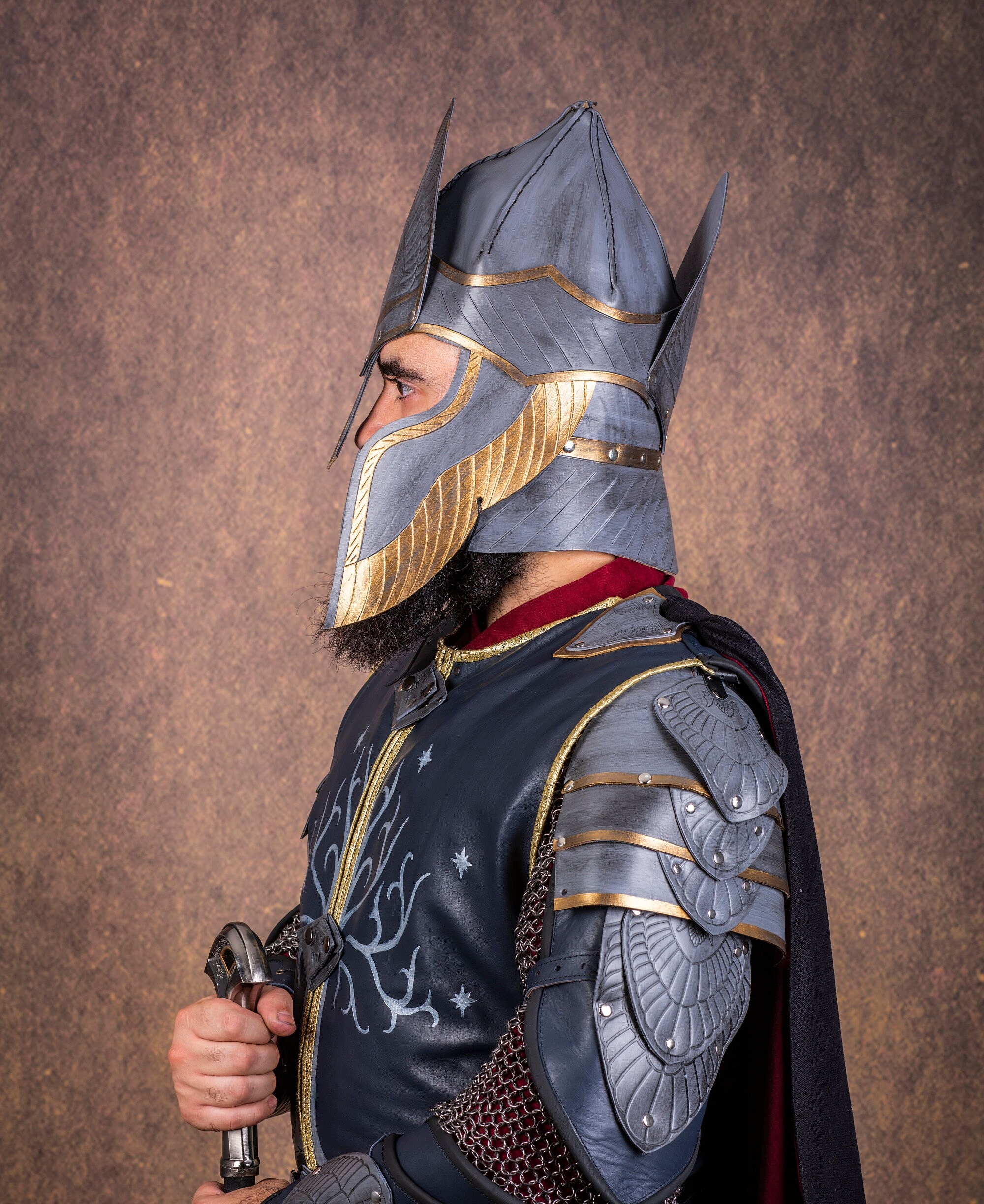 Leather King Crown Helmet: Renaissance LARP Cosplay Costume - Etsy