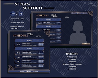 Blue and Gold Elegant Stream Schedule Vtuber Schedule Stream Schedule ...