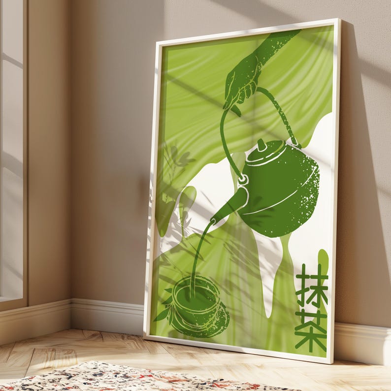 Matcha Tea Art Print, Chinese Character, Asian Food Prints, Tea Room ...