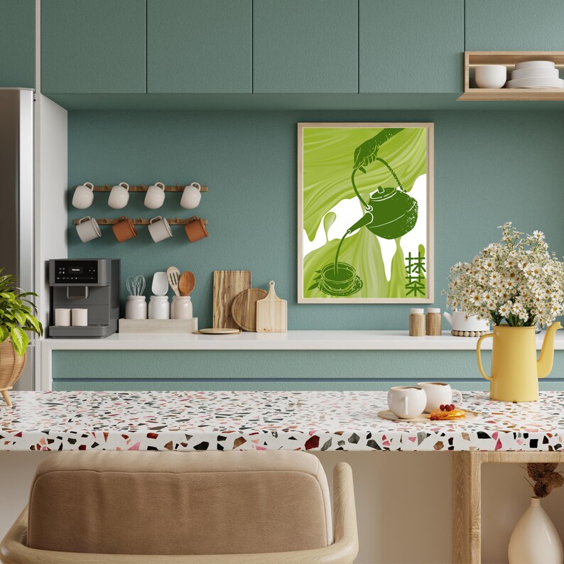 Matcha Tea Art Print, Chinese Character, Asian Food Prints, Tea Room ...