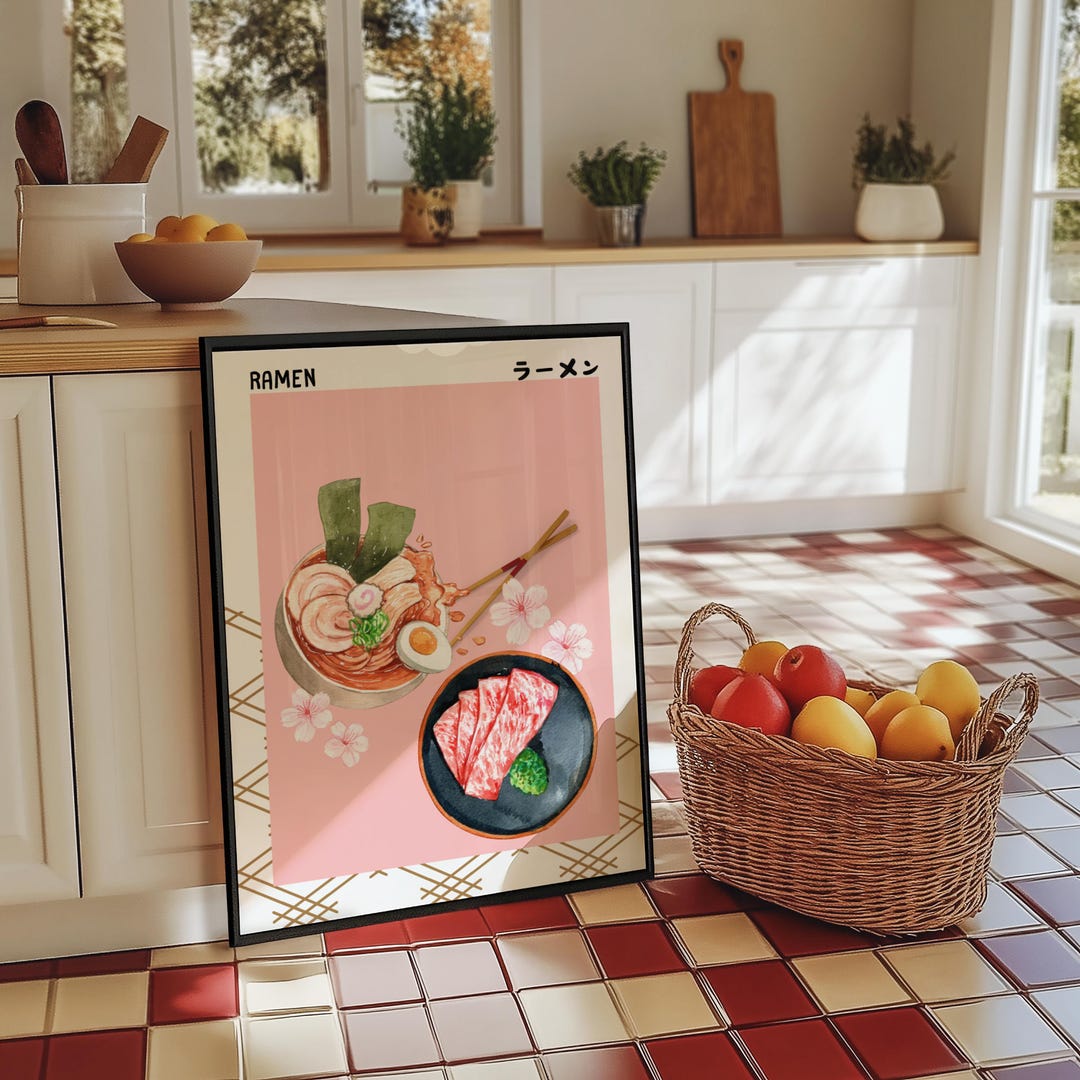 Ramen Poster, Noodle Poster, Kitchen Artwork, Japanese Writing Art ...