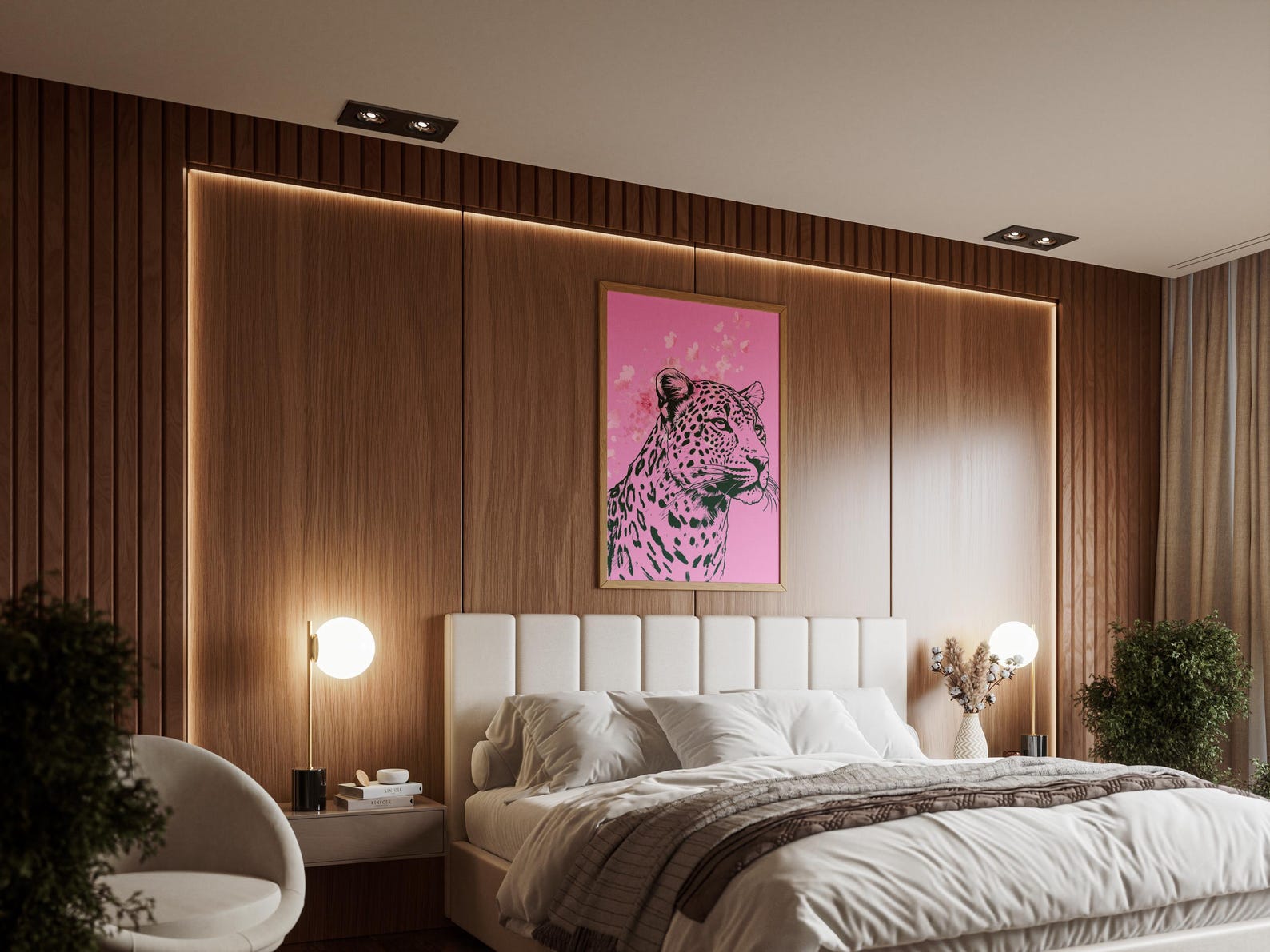 Pink Leopard Poster - Wild Cat Wall Art With Leopard Portrait, Big Cat ...