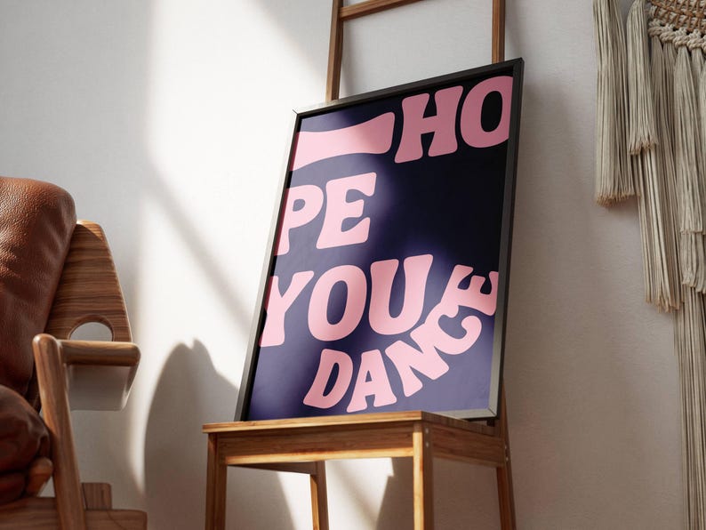 I Hope You Dance Poster - Bold Pink Retro Art Deco Print for Yoga ...