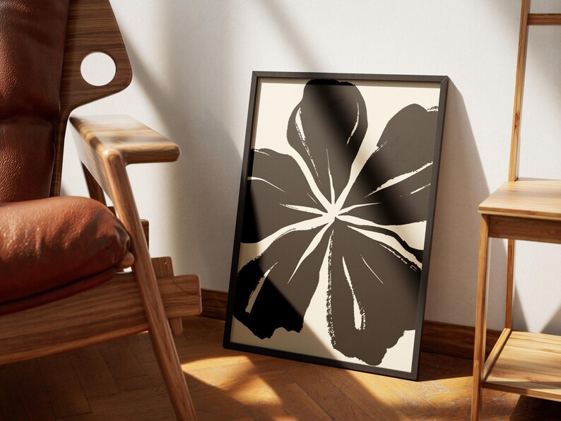 Boho Abstract Flower Poster, Abstract Floral Downloadable Print, Modern ...
