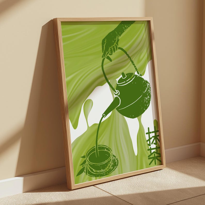 Matcha Tea Art Print, Chinese Character, Asian Food Prints, Tea Room ...